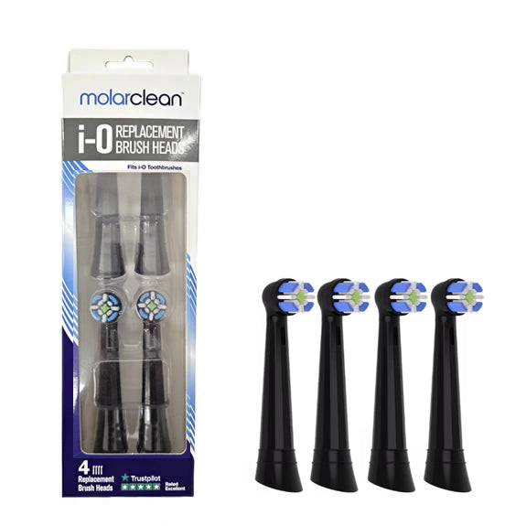iO Black Toothbrush Heads, 4 Heads – Molarclean